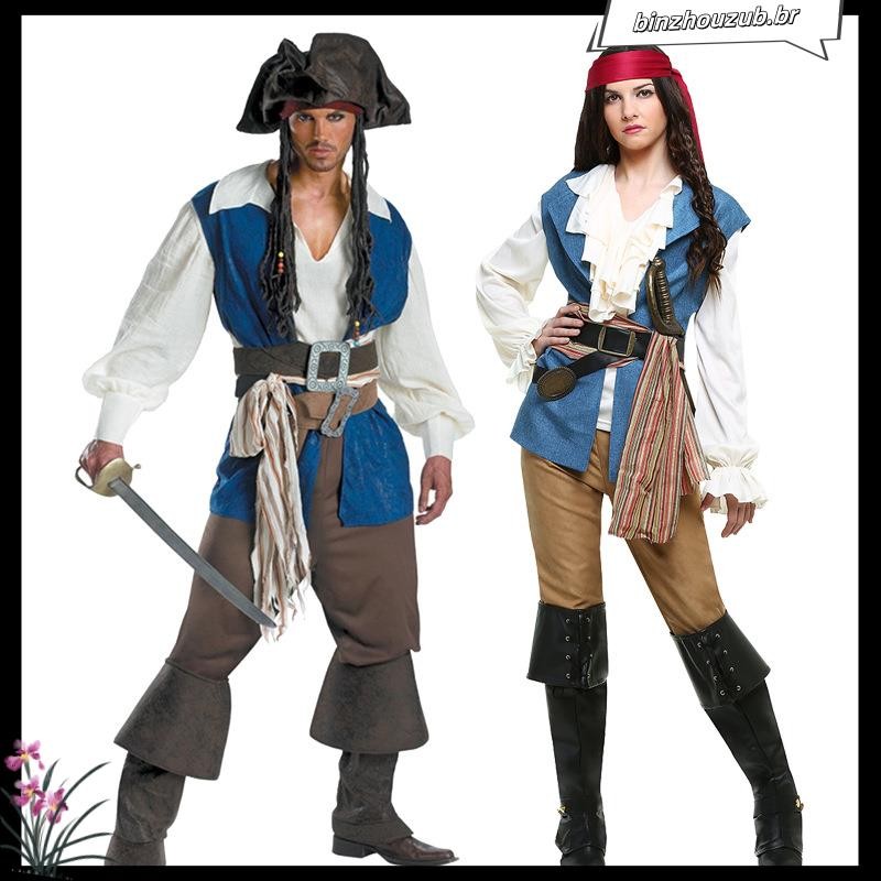 Halloween Cosplay Traje Piratas Do Caribe Jogo Uniforme Casais Roupas ...