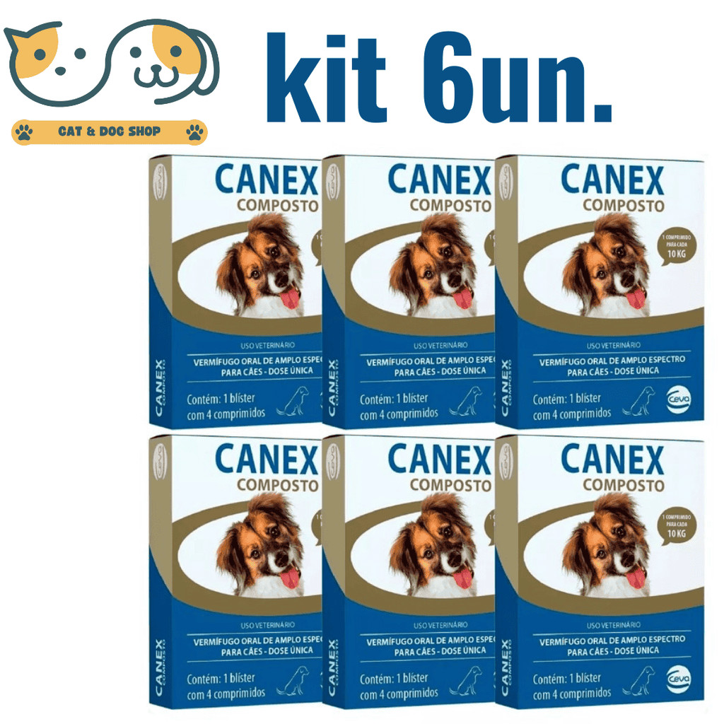 Vermifugo Canex Composto para Cães até 10kg - 4 comprimidos | Shopee Brasil