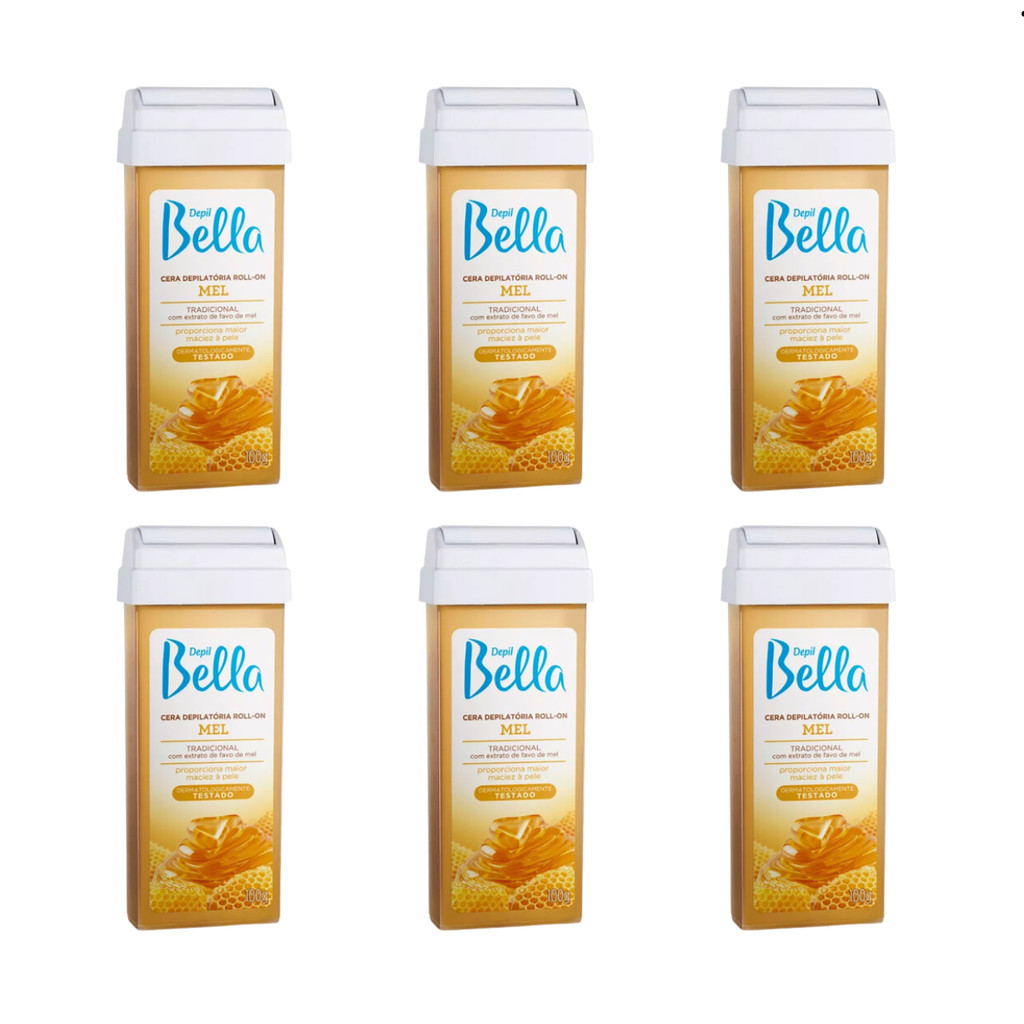 Kit Cera Depil Bella Roll-on Mel com 6 unidades | Shopee Brasil