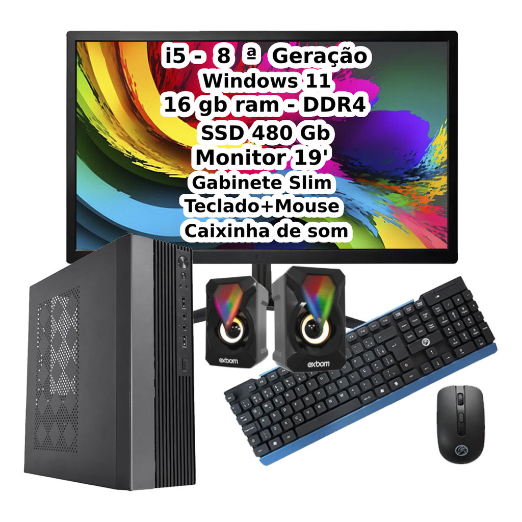 Computador Intel Core I5 8a 16gb Ram Ssd 480 Monitor 19 W11 | Shopee Brasil