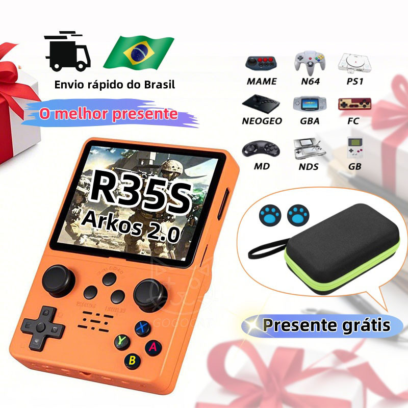 R35S arkos 2.0,Jogo Clássico Nostálgico R35S mini Portátil,64GB,console ...