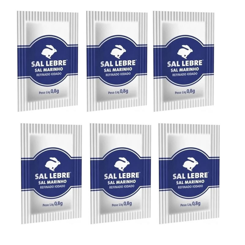 Sal Refinado Lebre Caixa 800g 1000 Unidades | Shopee Brasil