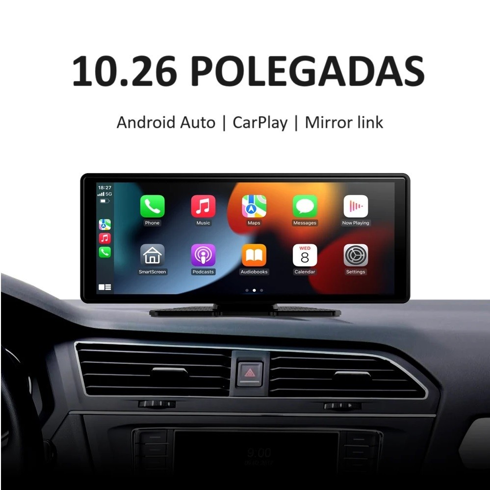 Central Multimídia Portátil Android Auto e Carplay Sem Fio Bluetooth - Não precisa de moldura ...