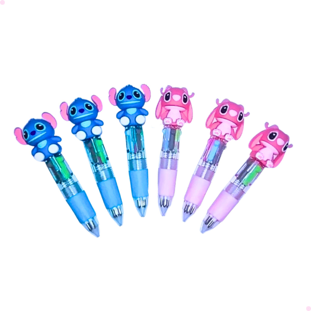 Mini Caneta Stitch e Angel 4 Cores Fofa Kawaii 0.7mm 03 Unidades ...