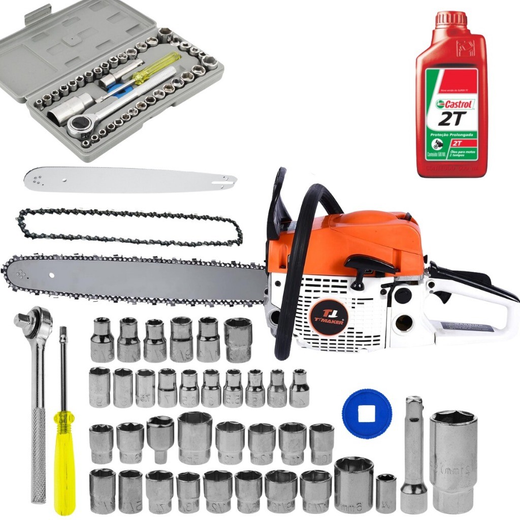 Motosserra Moto Serra A Gasolina 78cc 2t Profissional Sabre e Corrente 22'' Polegadas Com ...