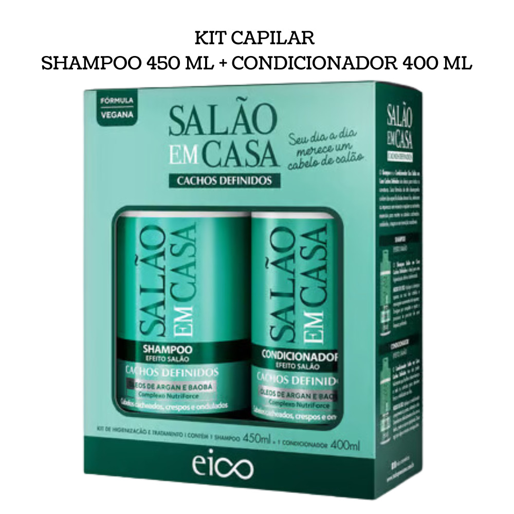 Kit CACHOS DEFINIDOS Shampoo 450 ML + Condicionador 400ml kit capilar EICO | Shopee Brasil