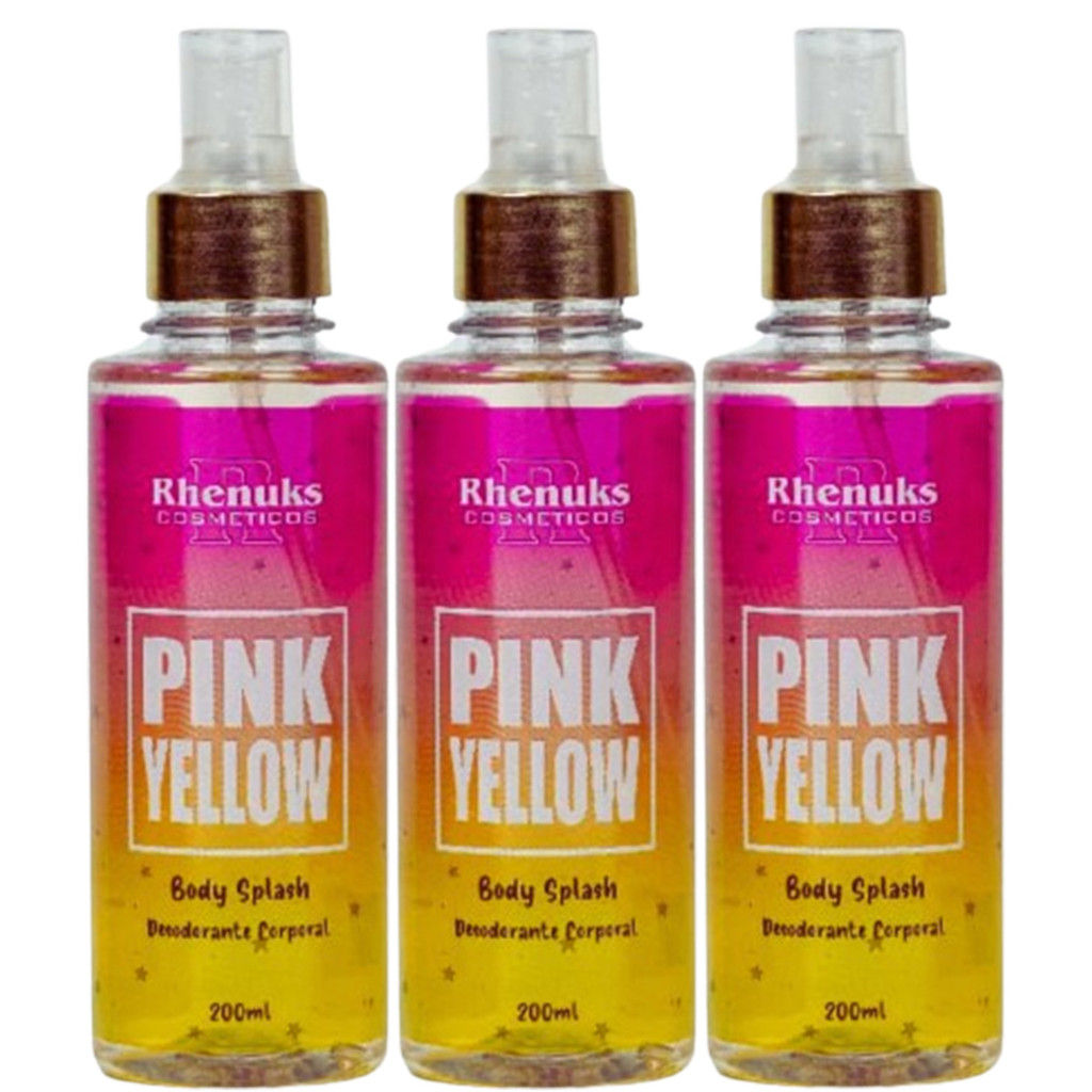 Kit 3x Body Splash Desodorante Corporal Pink Yellow 200ml Rhenuks ...