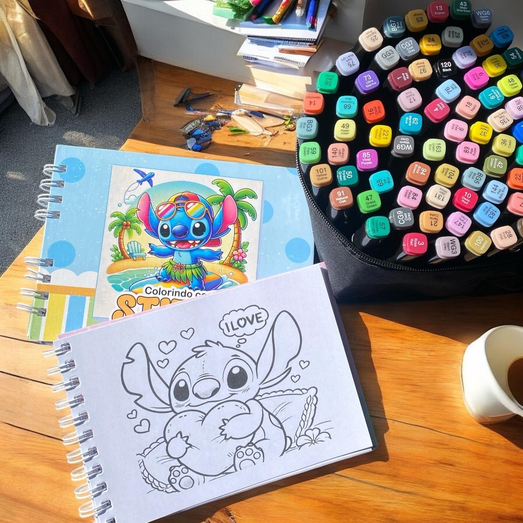 Livro De Colorir Stitch Estilo Bobbie Goods 50 Folhas 180g Capa Dura ...
