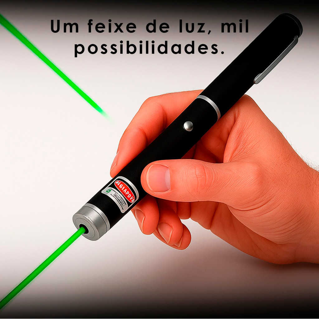 Caneta Laser Pointer Verde Lanterna 1000mw Até 7km 5 Ponteiras ...