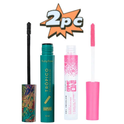 KIT Rímel Tropico Ruby Rose + Gel Incolor Cílios Sobrancelhas Game On ...
