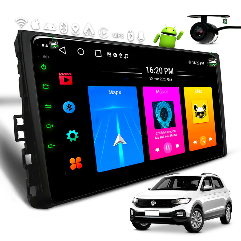 Kit Multimídia Android Carplay 9 Pol T-Cross 2018 2019 2020 2021 2022 | Shopee Brasil
