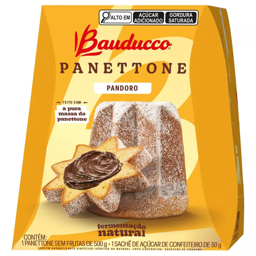 Panetone Pandoro Sem Frutas Bauducco 500g | Shopee Brasil