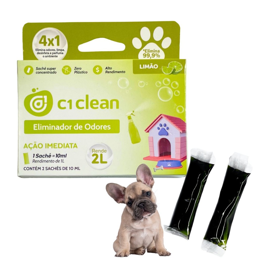 Eliminador de odores Limão Desinfetante Seguro Para Pets C1 Clean Rende 2L | Shopee Brasil