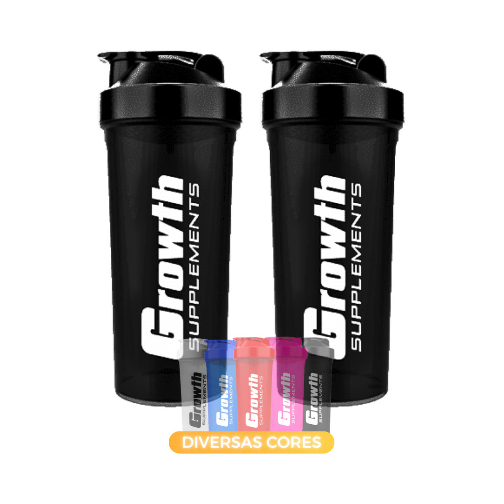 Kit 2 Coqueteleira Academia 600ml Growth Supplements Garrafa Squeeze Shaker Para Exercícios ...
