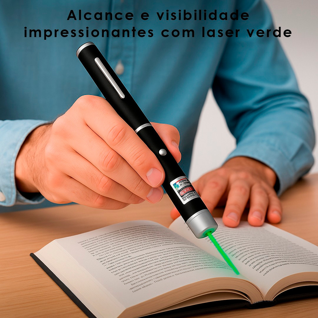 Caneta Laser Pointer Verde Lanterna 1000mw Até 7km 5 Ponteiras ...