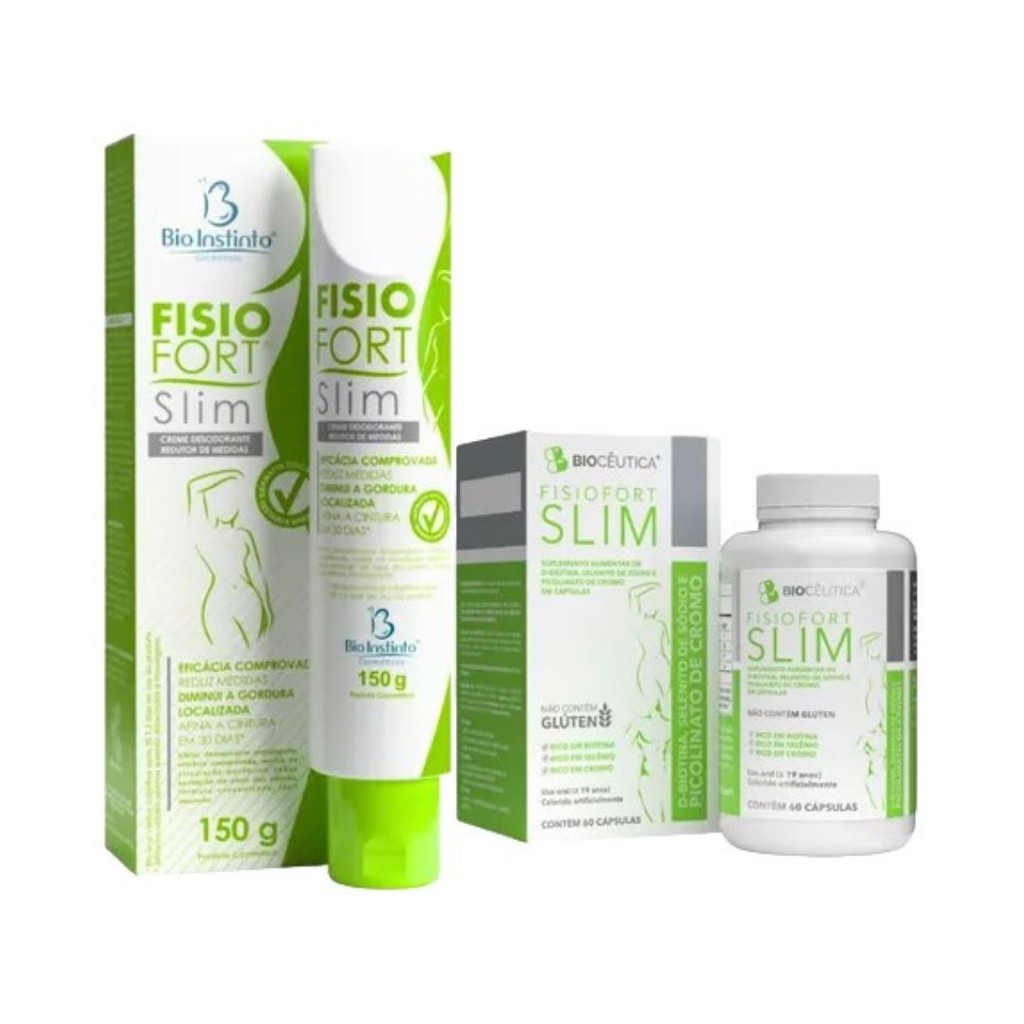 Kit Fisiofort Slim 60 Cápsulas + Pomada Massageadora Fisiofort Slim ...