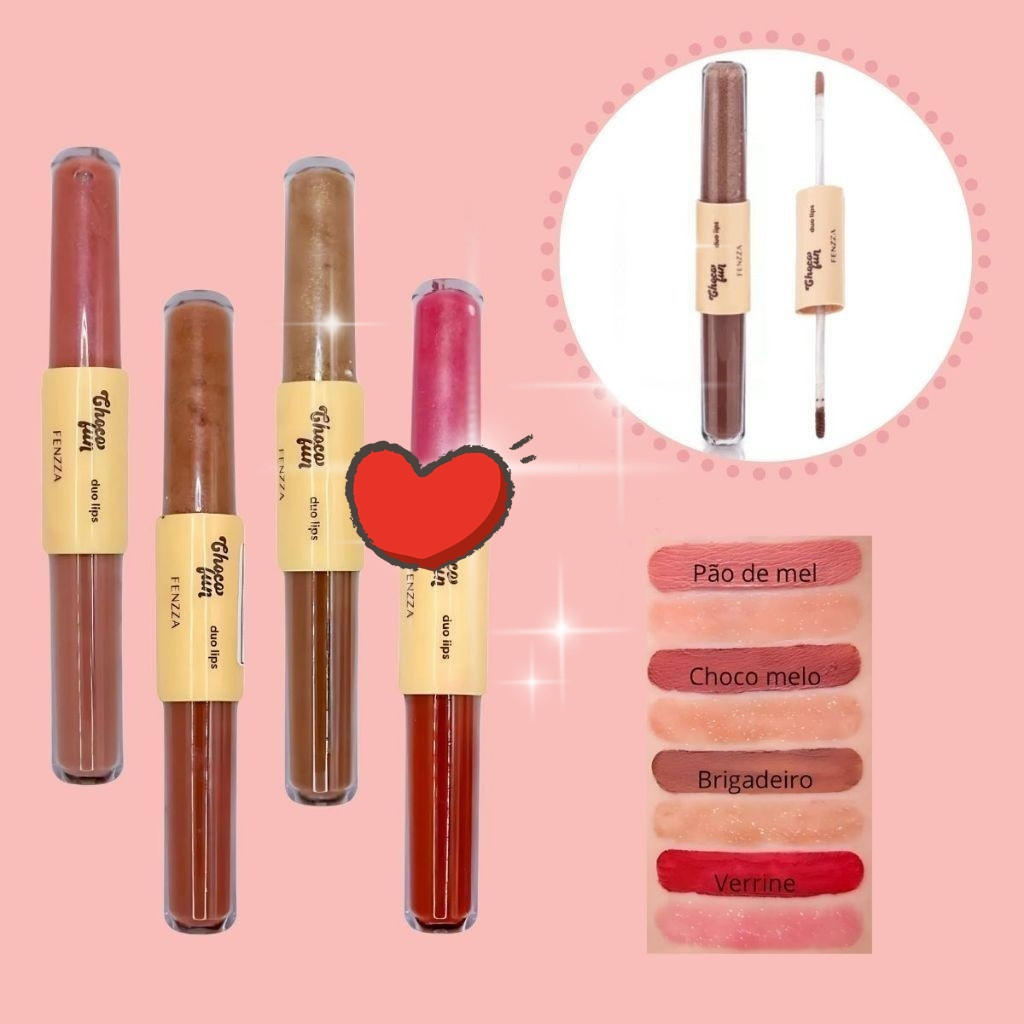 Duo Lips Batom + Gloss Tint Cream Choco Fun Collection by Fenzza Makeup ...