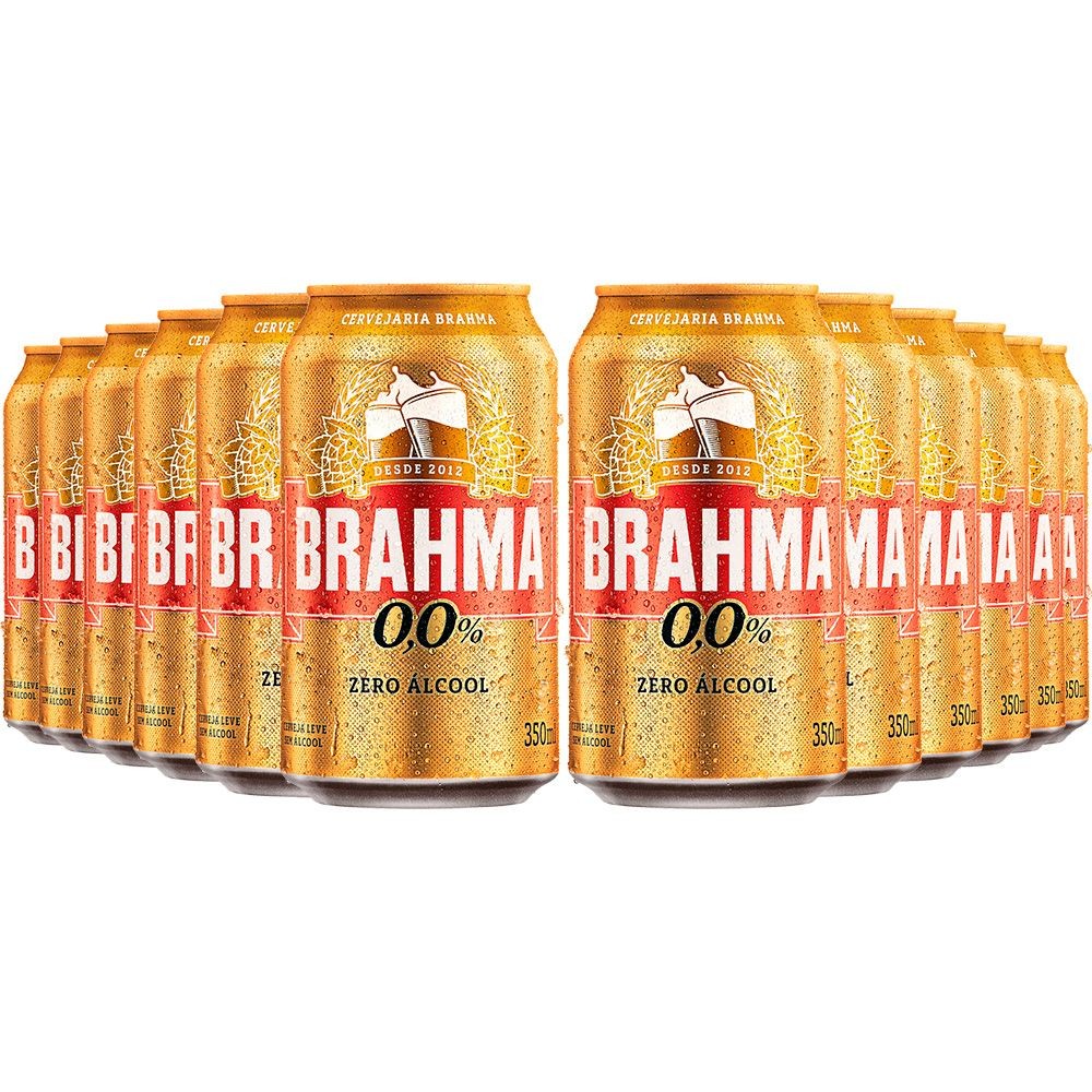 Cerveja Sem Álcool Brahma Zero 0,0% - Lata 350mL - Nacional - 12 un ...
