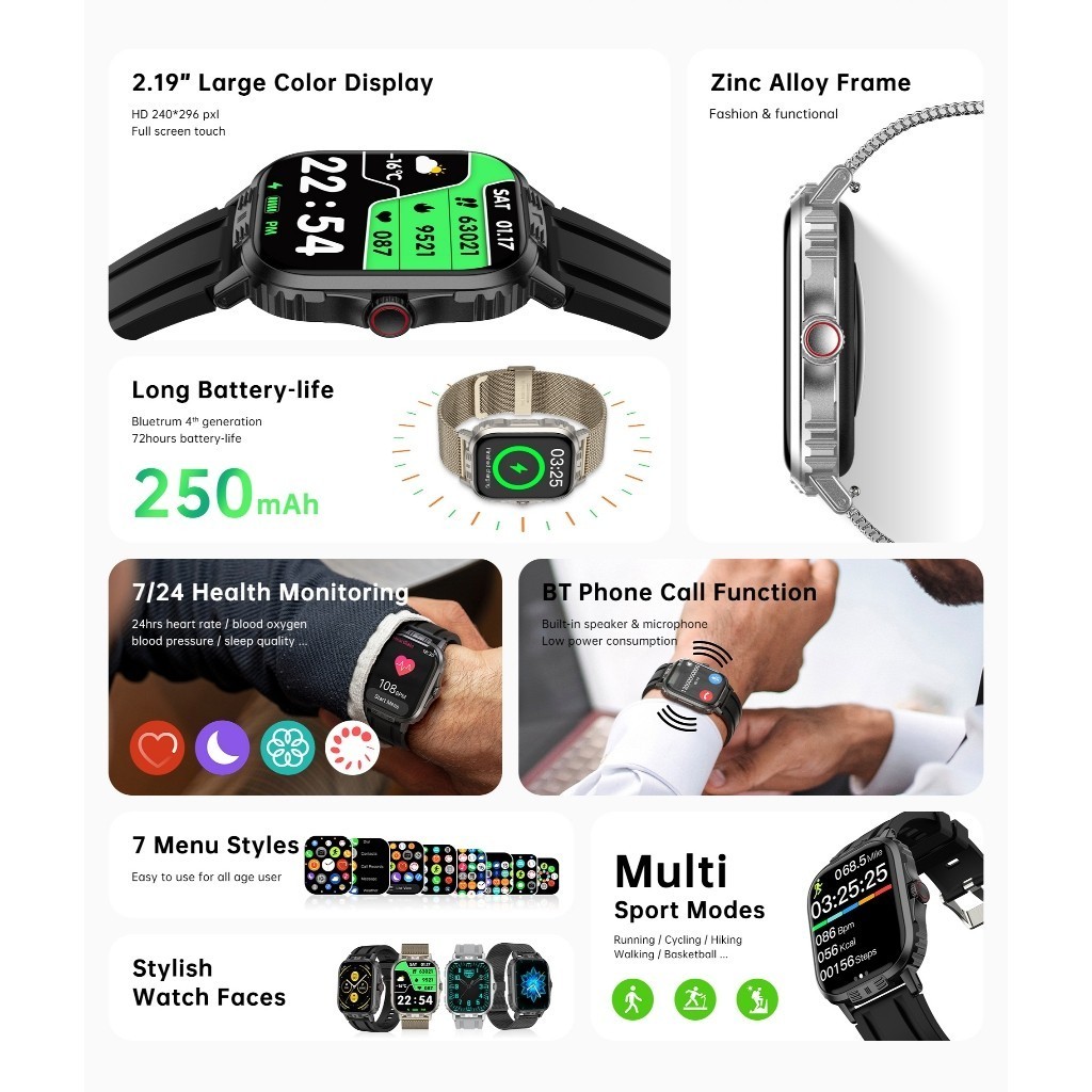 Novo C29 Pro Relógio Smartwatch 2,19 Polegadas Tela Full Touch Screen ...