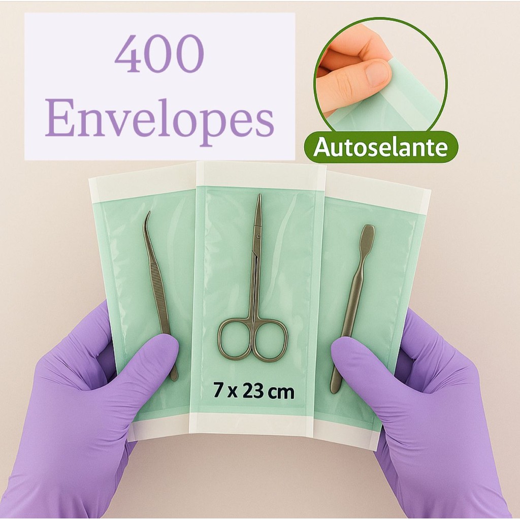400 Envelopes 7cmx23cm Auto Selante para Esterilização - Supack ...