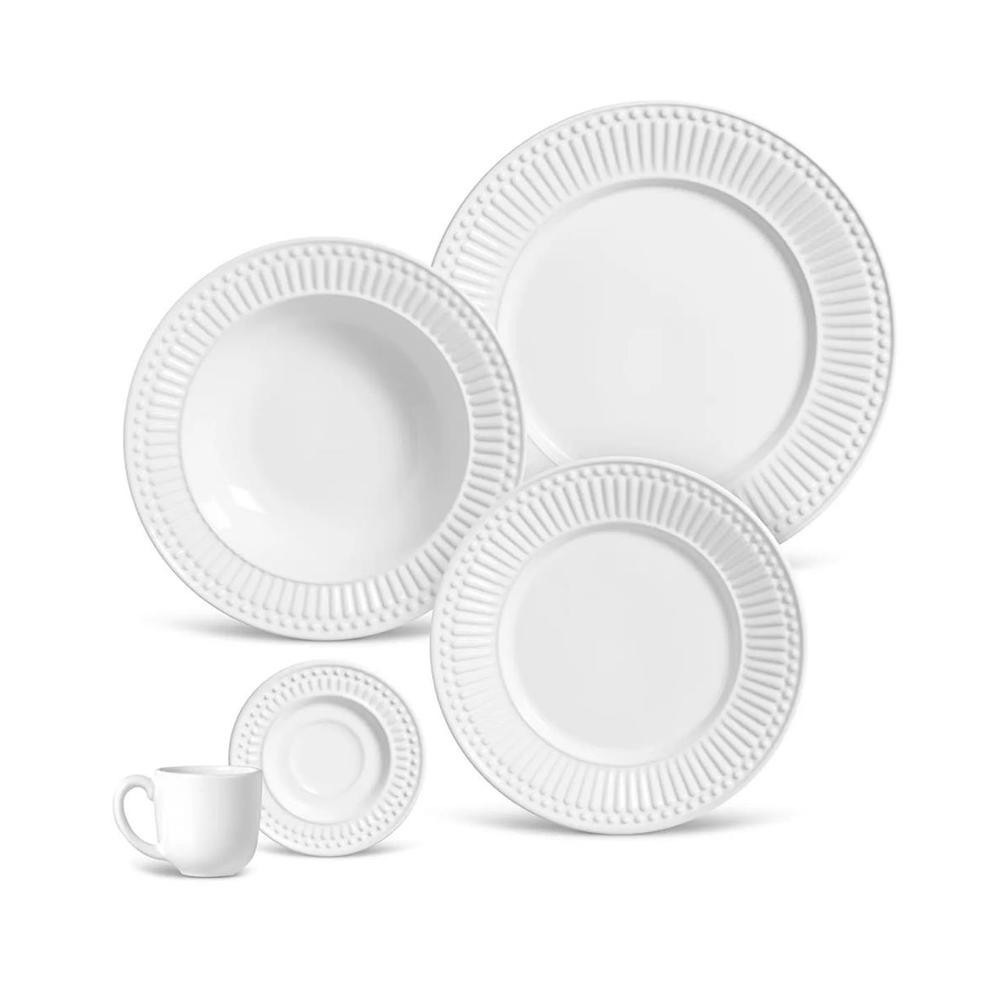 Aparelho de Jantar 20 Peças Porto Brasil Roma Branco | Shopee Brasil