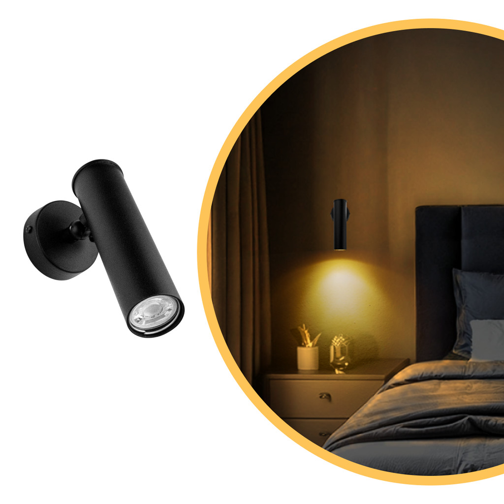 Arandela de Cabeceira Spot Articulado Parede Head 15Cm Preto | Shopee ...