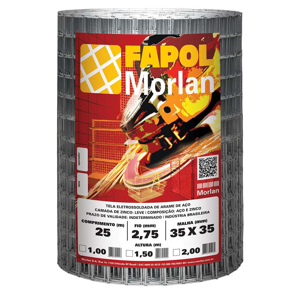 Tela Soldada Multiuso 25x25mm Fapol Fio 1,24mm 0,5 x 25 Metros Morlan ...