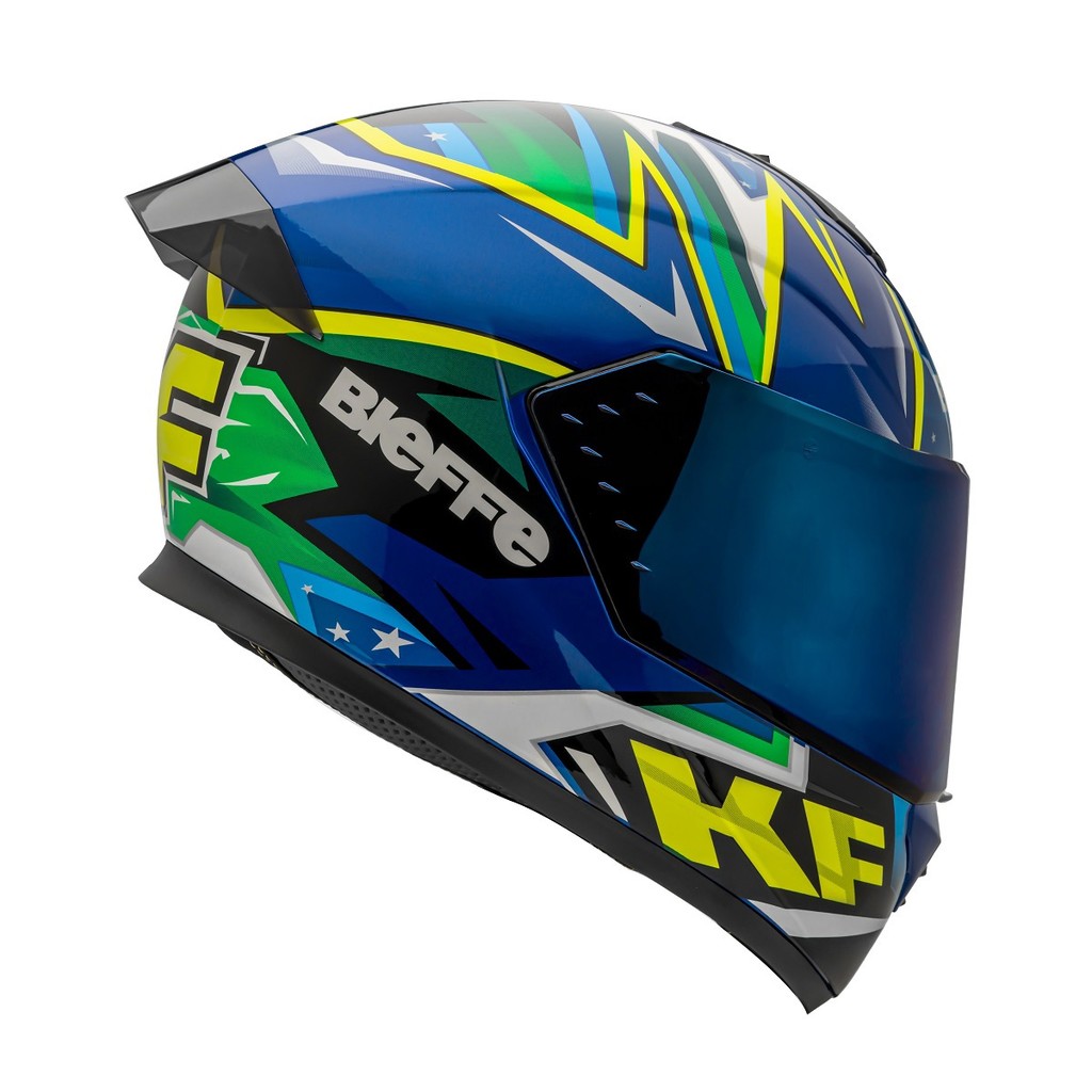 Capacete Moto Masculino Bieffe B12 Kf Azul Amarelo Aerofolio | Shopee ...