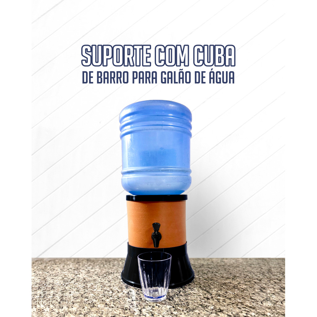 Suporte com cuba de barro para galão de água preto Micromax | Shopee Brasil