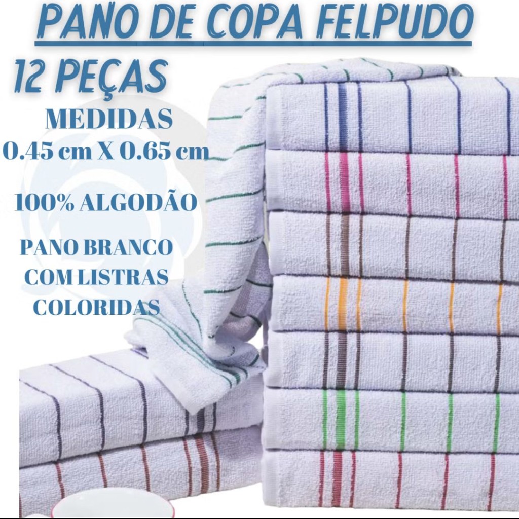 Pano de Prato Listrado Atoalhado 100% Algodão | Shopee Brasil
