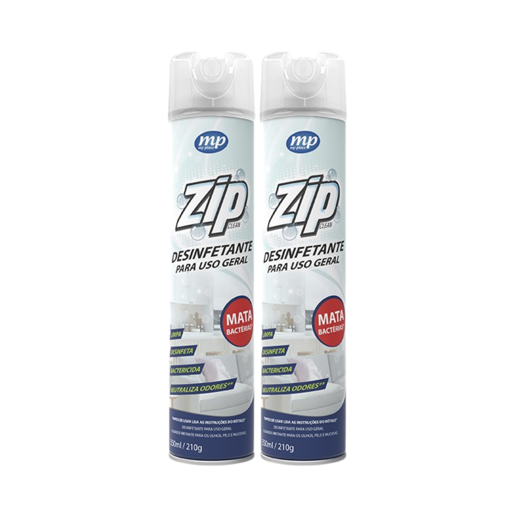 Kit 2 Desinfetante Zip Clean Spray Uso Geral Limpa My Place 350ml ...