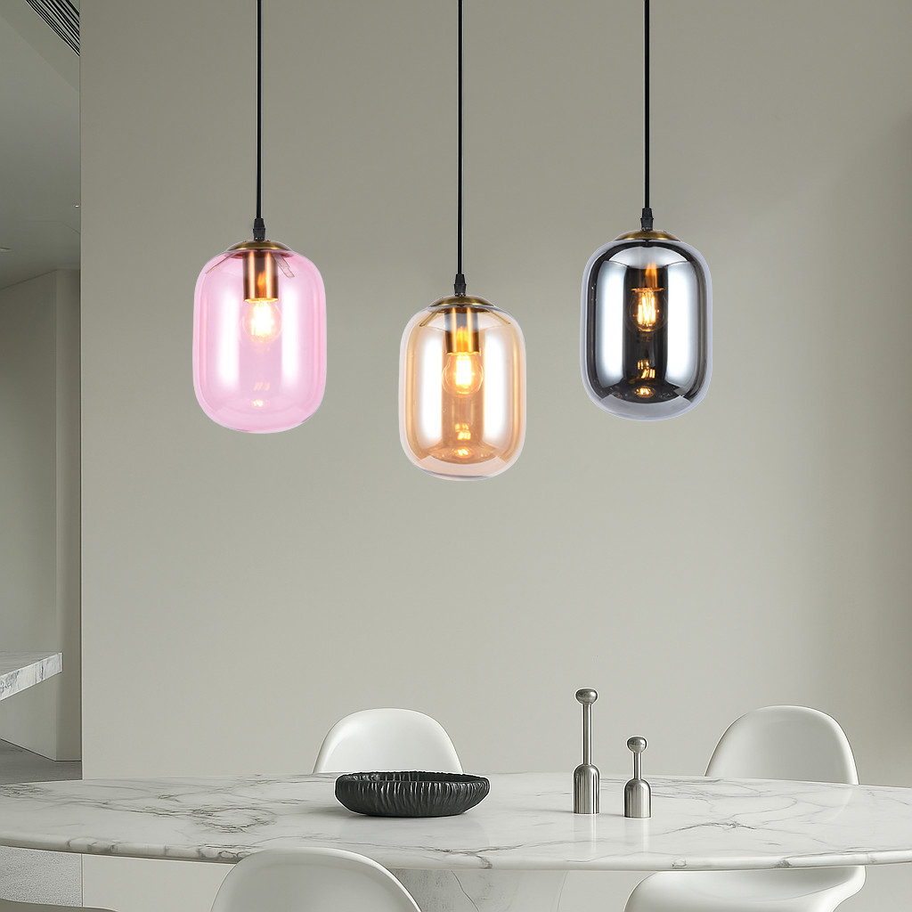 iluminação decorativa Pendente Glass Champagne Elegante Vidro Soprado ...