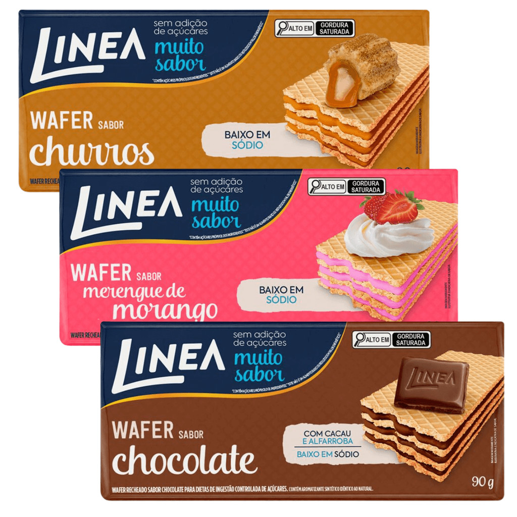 Kit 10 Wafer Zero Açúcar 90g Sabores - Linea | Shopee Brasil
