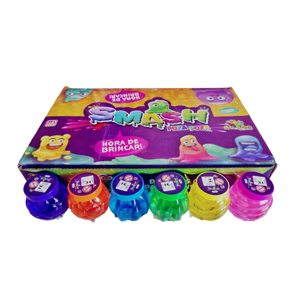 Kit 48 Smash Slime Pote 60g Massa Puxa Lembrancinha Sortidos | Shopee ...