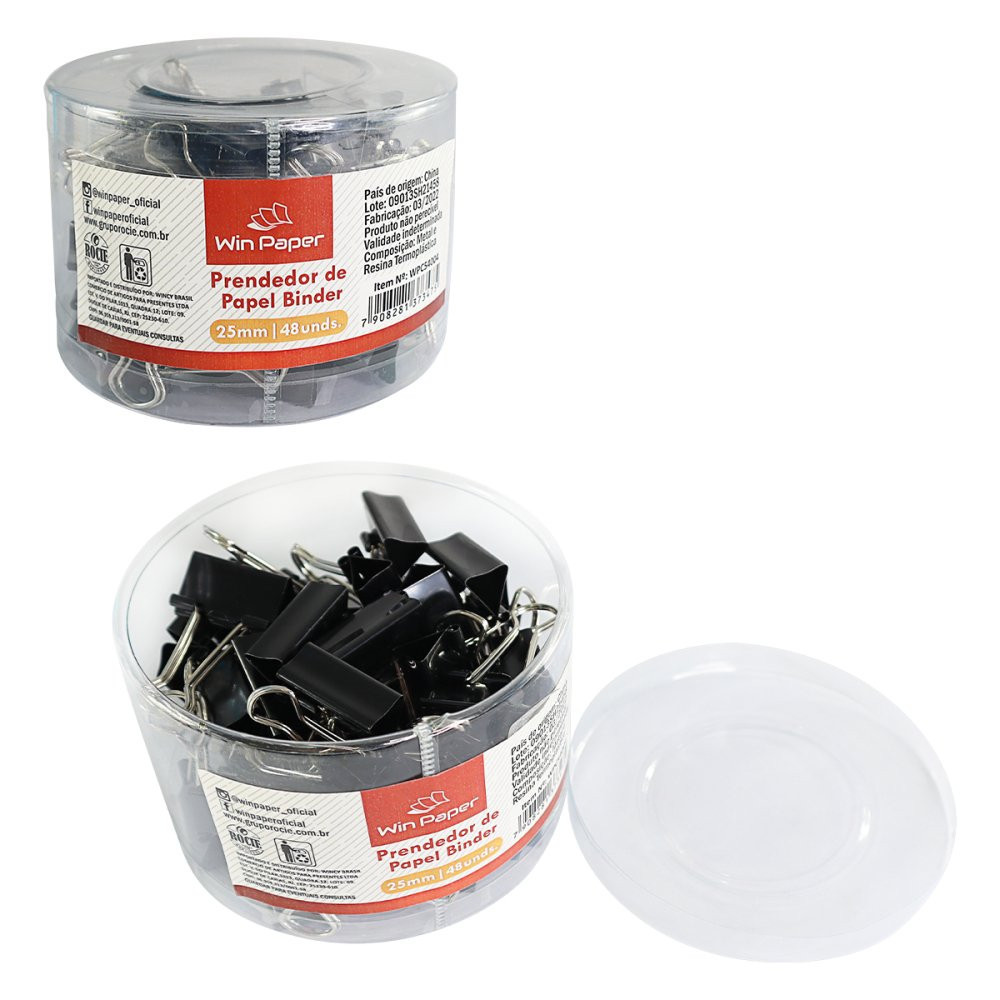 Prendedor Papel Binder 25mm 48 unidades Clip Folhas A4 | Shopee Brasil