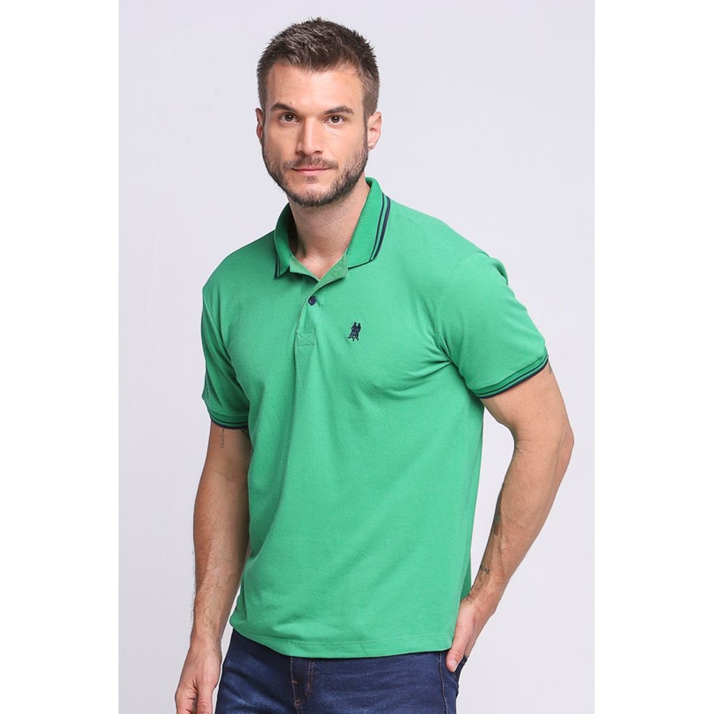Polo Masculina Filete Duplo Polo Wear Verde Claro | Shopee Brasil