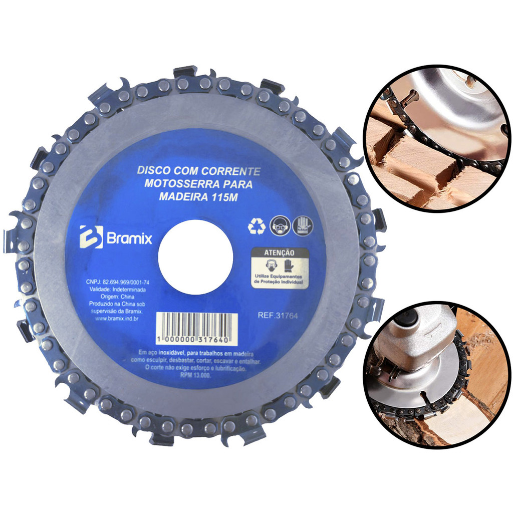 Disco Corte Desbaste Madeira Corrente Motosserra Para Esmerilhadeira ...