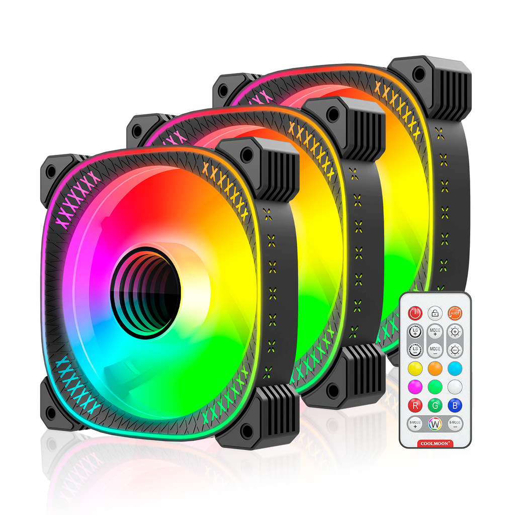 KIT 3 COOLER FAN COOLMOON TY1, PRETO, PWM 4 PINOS, ARGB 3 PINOS ...