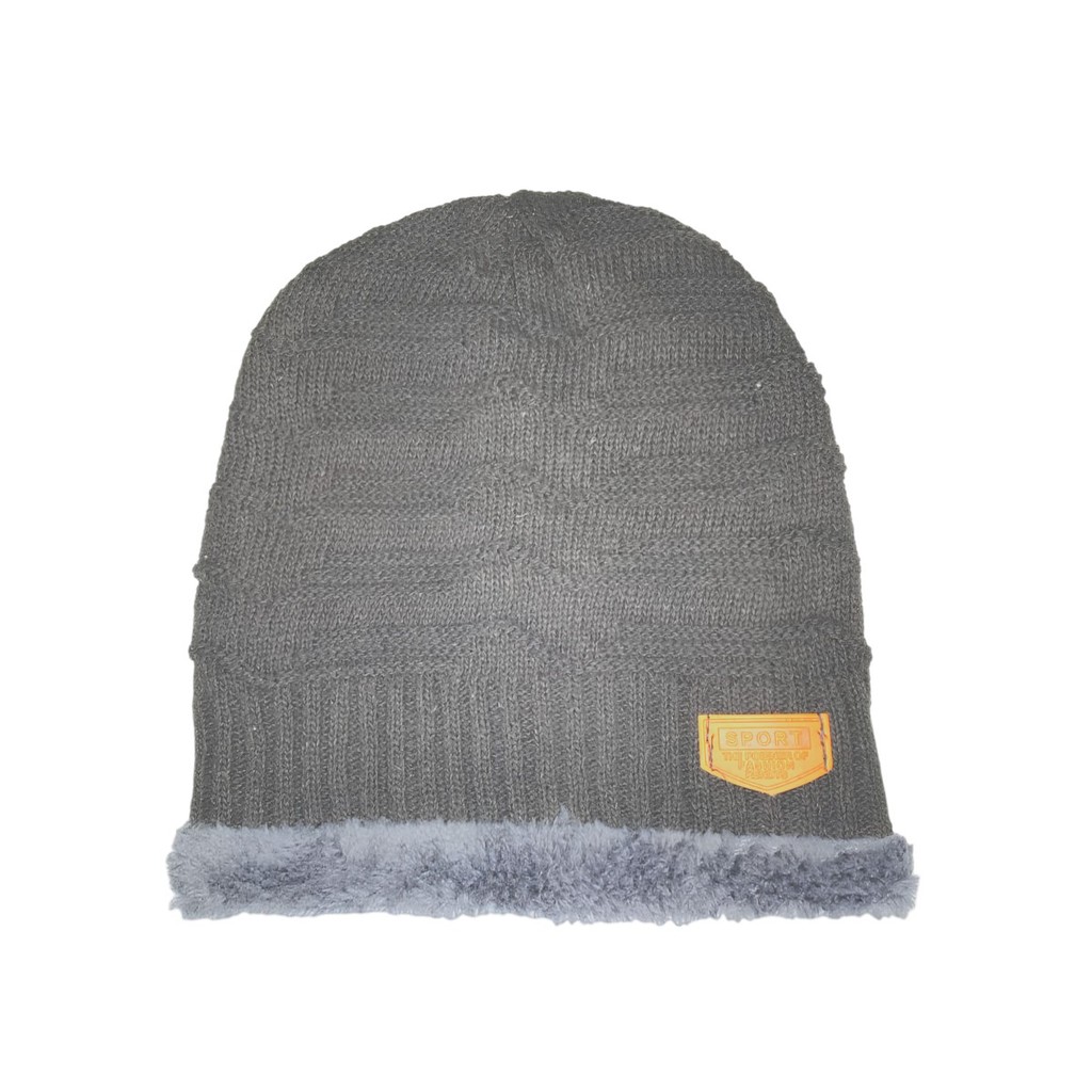 Touca De Frio Tricô Gorro Sport Forrada Com Lã Marrom Cinza | Shopee Brasil