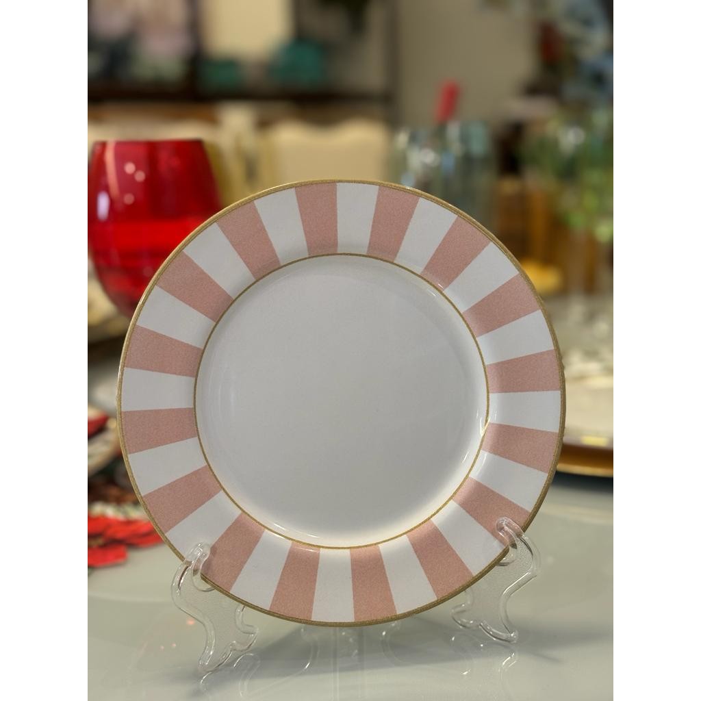 JG 6 PRATOS SOBREMESA STRIPE ROSA 1a CLASSIFIC. | Shopee Brasil