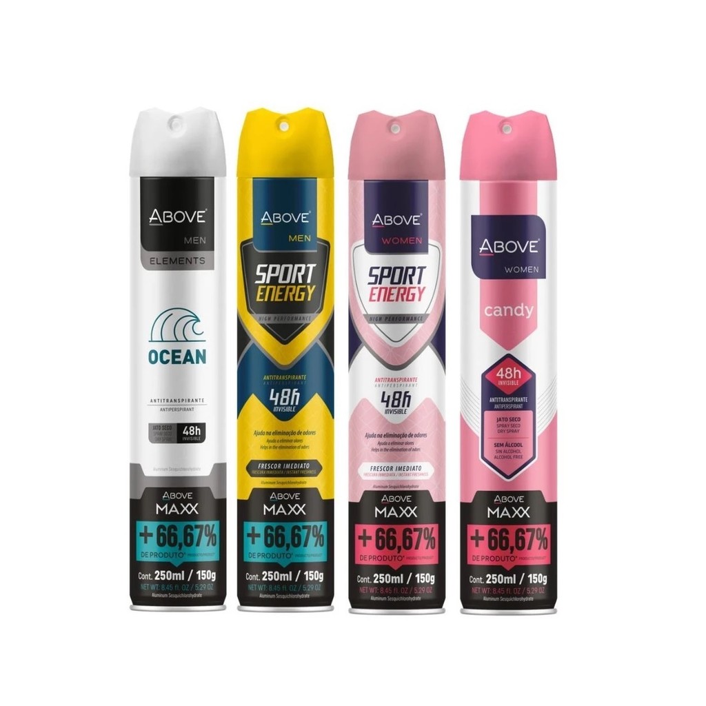 Above Desodorante Aerosol 250ml Maxx Kit 3 | Shopee Brasil