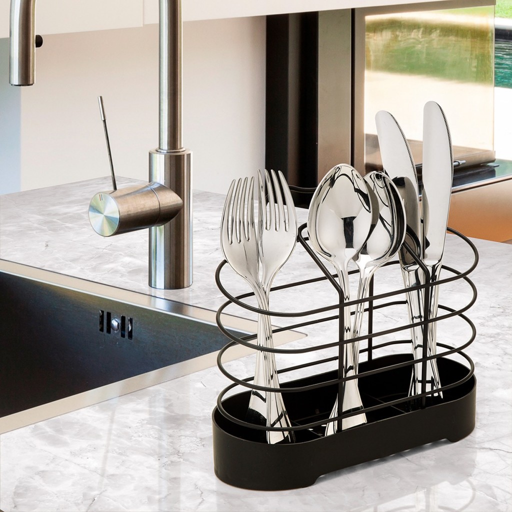 Porta Talheres Escorredor De Pia Preto Belize Black Suporte | Shopee Brasil
