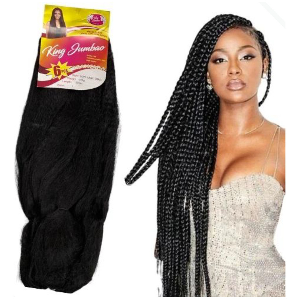 King Jumbão kanekalon Jumbo Preto cores diversas 400 Gramas + Anéis ...