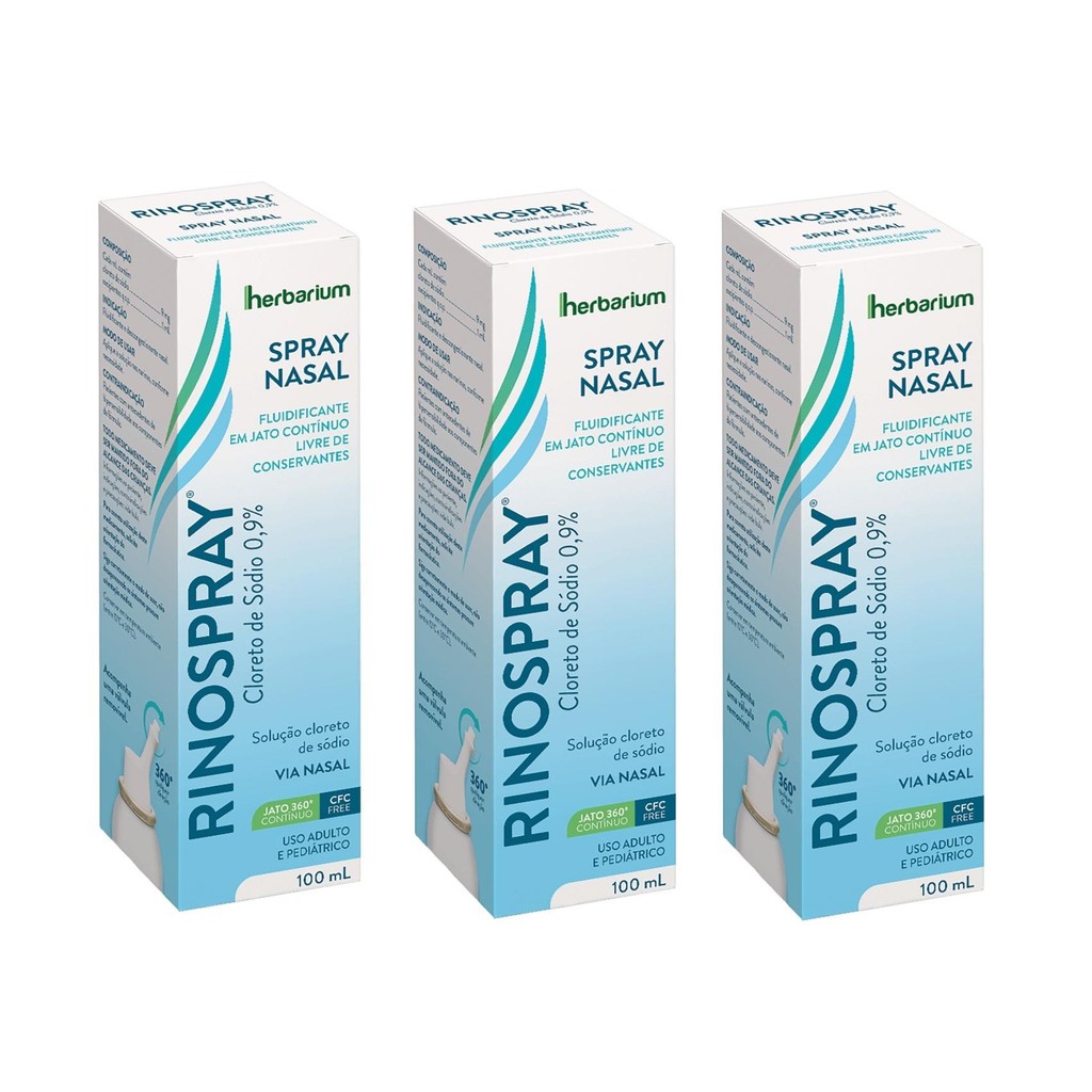 Kit Rinospray Spray Nasal Herbarium Com 3 Unidades De 100ml Cada ...
