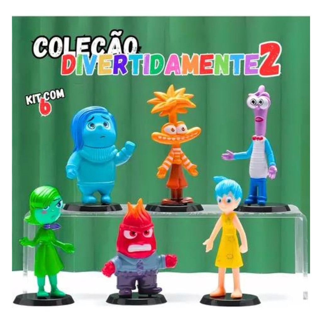 Kit 6 Bonecos Divertidamente 2 Miniatura Coleção Ansiedade articulados ...