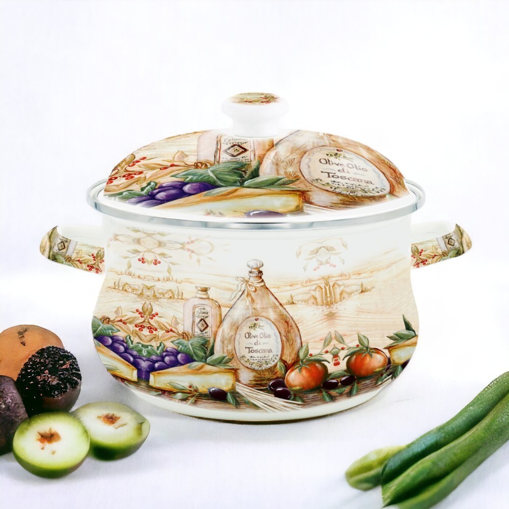 Caçarola Esmaltada Vintage 3,6L à Indução Com Tampa Italy | Shopee Brasil