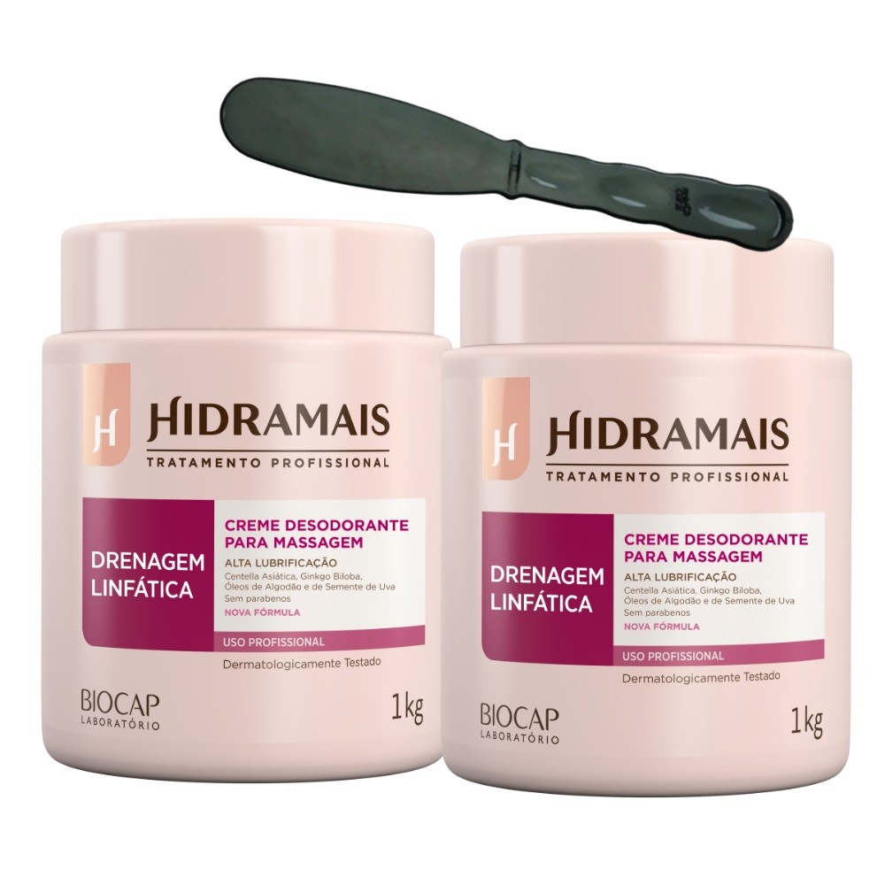 2un Creme Massagem Drenagem Linfática 1KG Hidramais+Espátula | Shopee ...