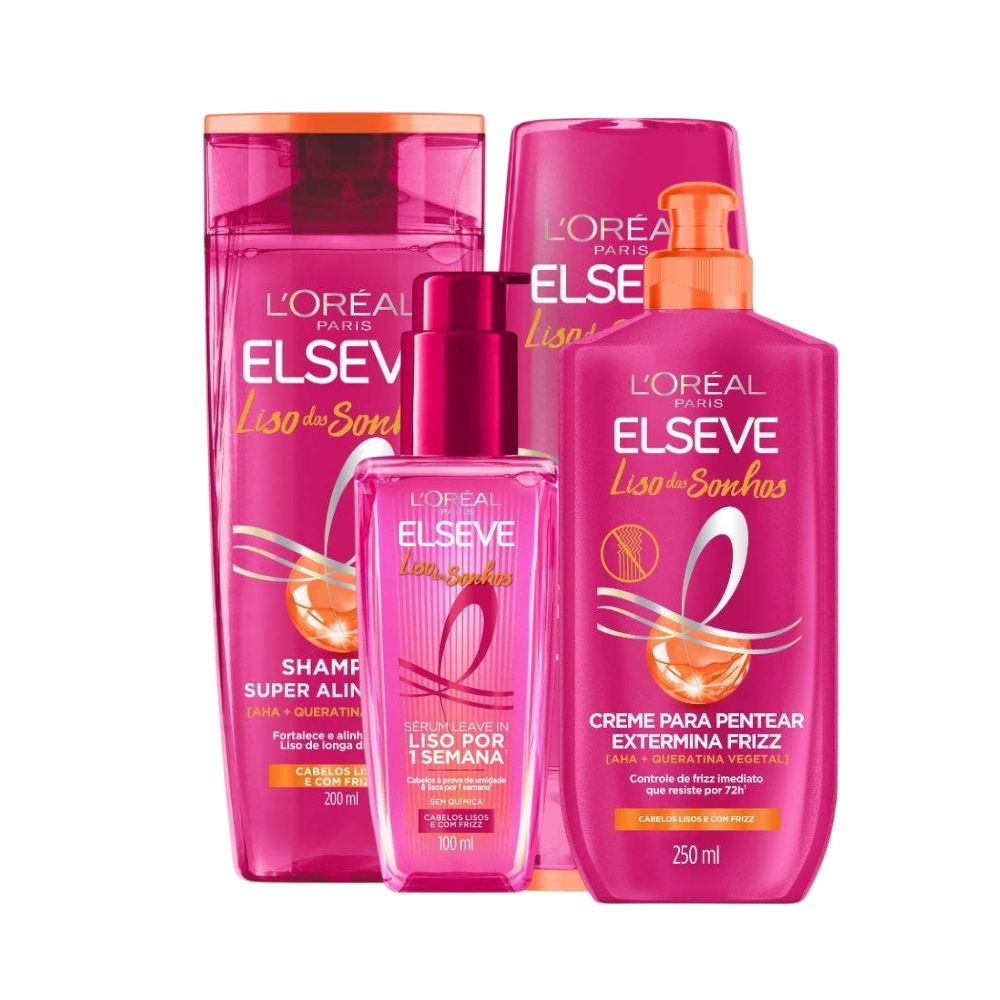 Kit Elseve Liso Dos Sonhos EF BOTOX AHA + Queratina Vegetal (4 produtos ...