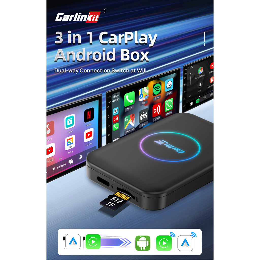 CarlinKit TBOX-Lite Carplay Ai Box Android 10 Sem Fio E Adaptador Automático Suporte Para Rede ...