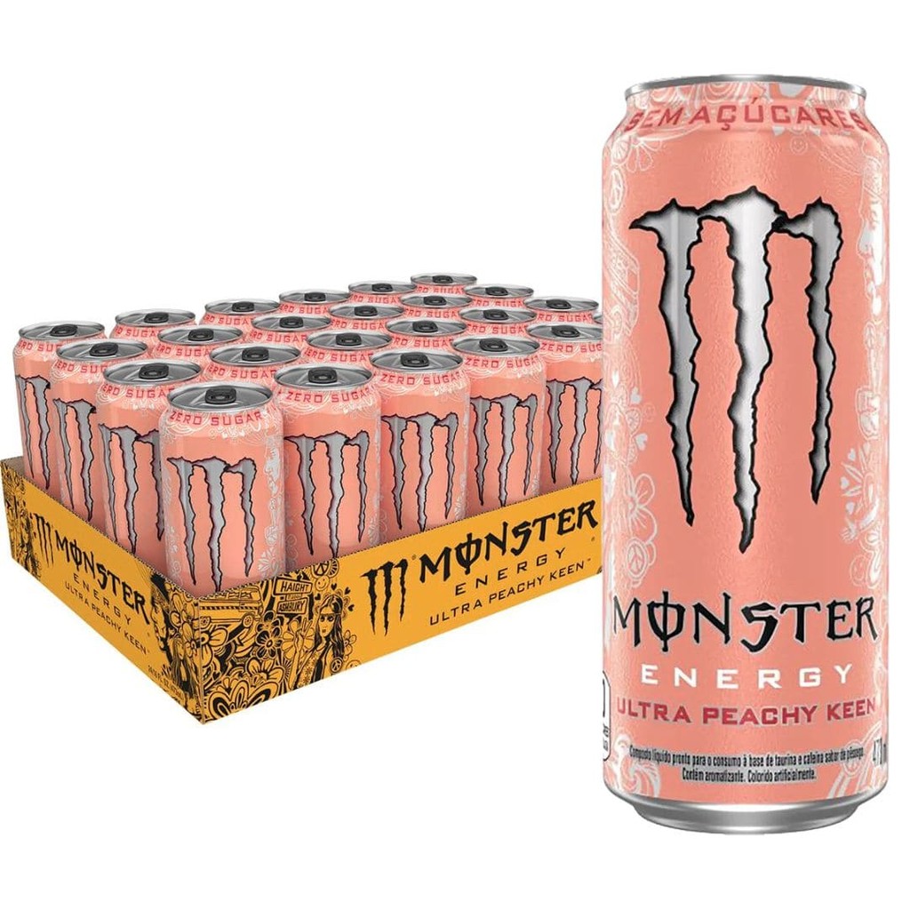 Kit 24un Energético Monster Energy Ultra Peachy Keen Lata 473ml Pêssego ...